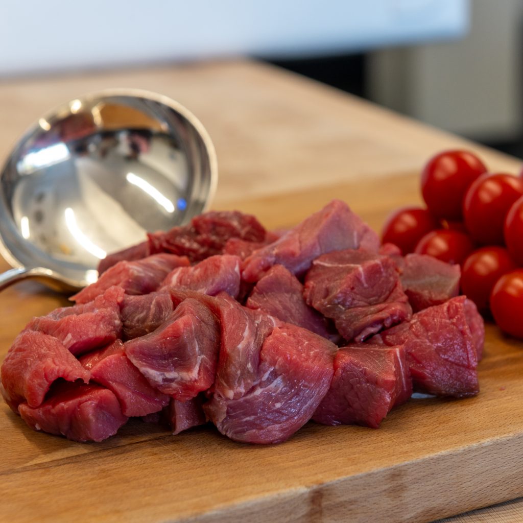 Diced Beef from our Home Reared Cattle 450g Intwood Farm